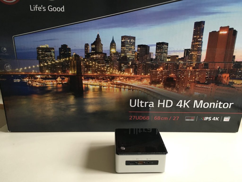 Intel NUC NUC6i5SYH in monitor LG 27UD68-W 4K IPS / test