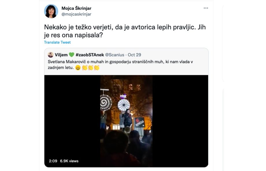 SdSovka Mojca Škrinjar se sprašuje, če je Svetlana Makarovič res avtorica pravljic / pomanjkanje ...